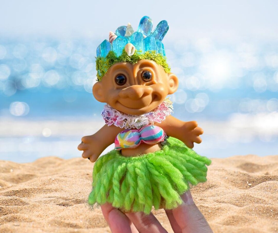 Quartz Crystal Troll Doll, Tropical Beach Decor, Ocean Lover Crystal ...