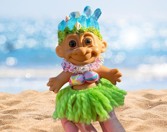 Quartz Crystal Troll Doll, Tropical Beach Decor, Ocean Lover Crystal ...
