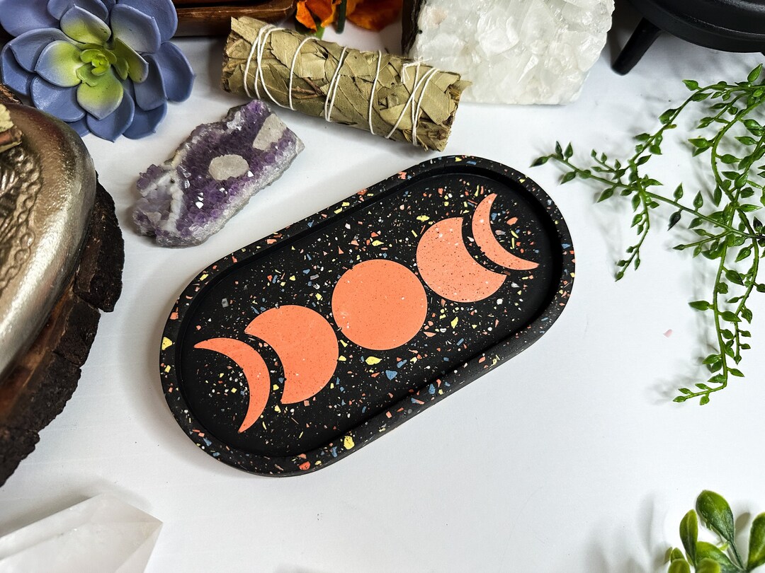 Moon Phase Terrazzo Tray Lunar Jesmonite Dish Oval Rolling - Etsy