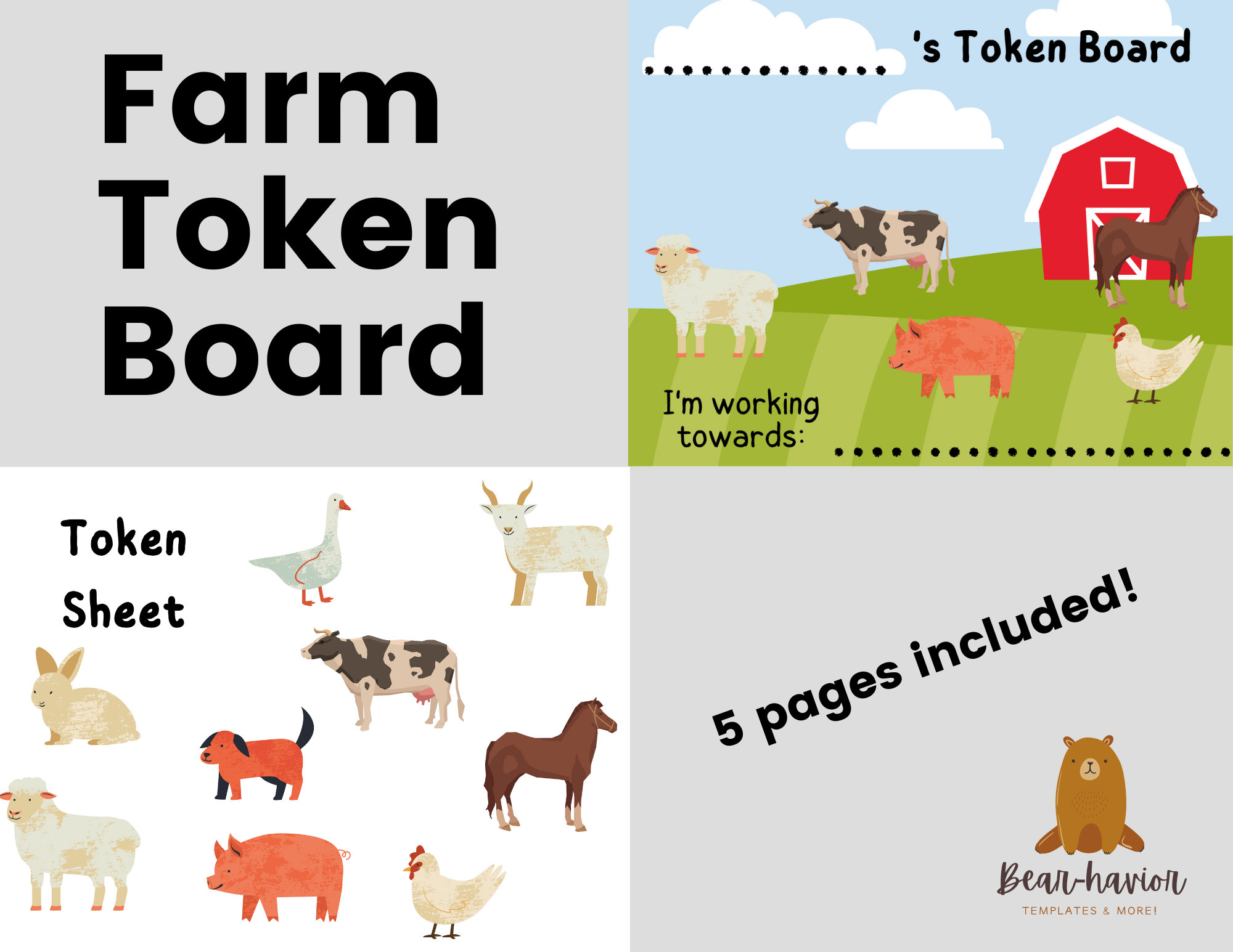 Farm Token Board/ Economy for Autism, Behavior Management, ABA (rbts ...