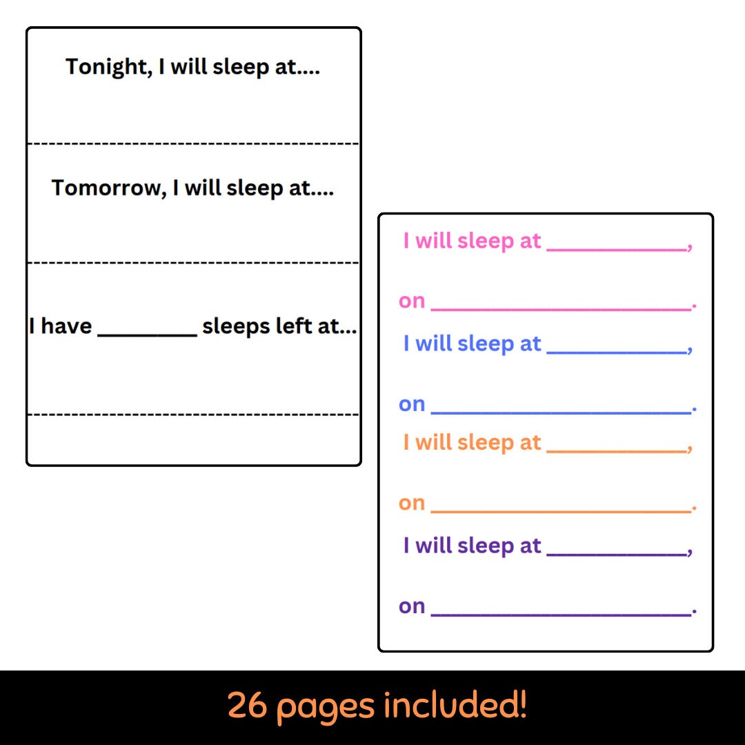 Child Sleep Visual Calendar/ Anxiety, Divorce, Autism, Neurodiversity ...