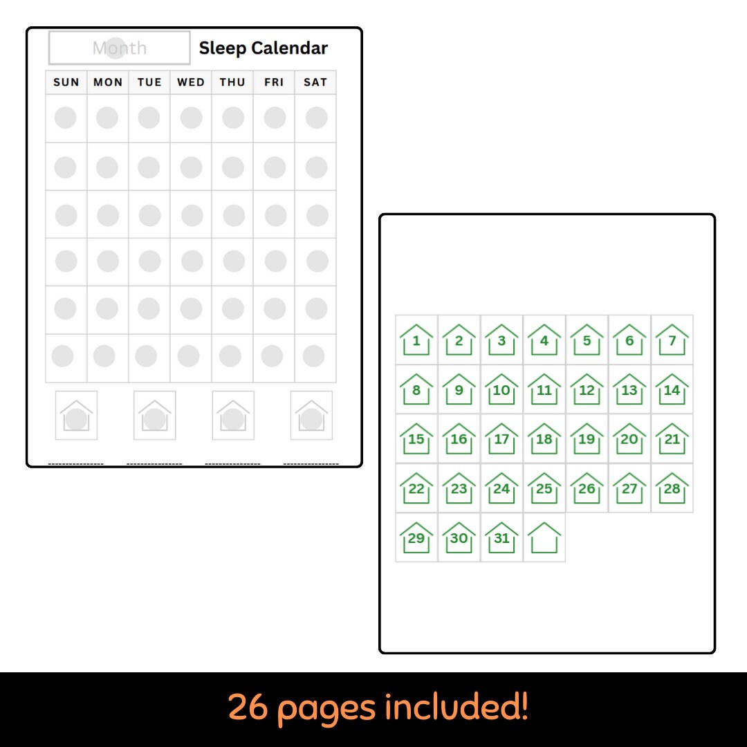 Child Sleep Visual Calendar/ Anxiety, Divorce, Autism, Neurodiversity ...