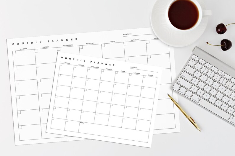 Blank Reusable Monthly Calendar DIGITAL DOWNLOAD Simple One - Etsy