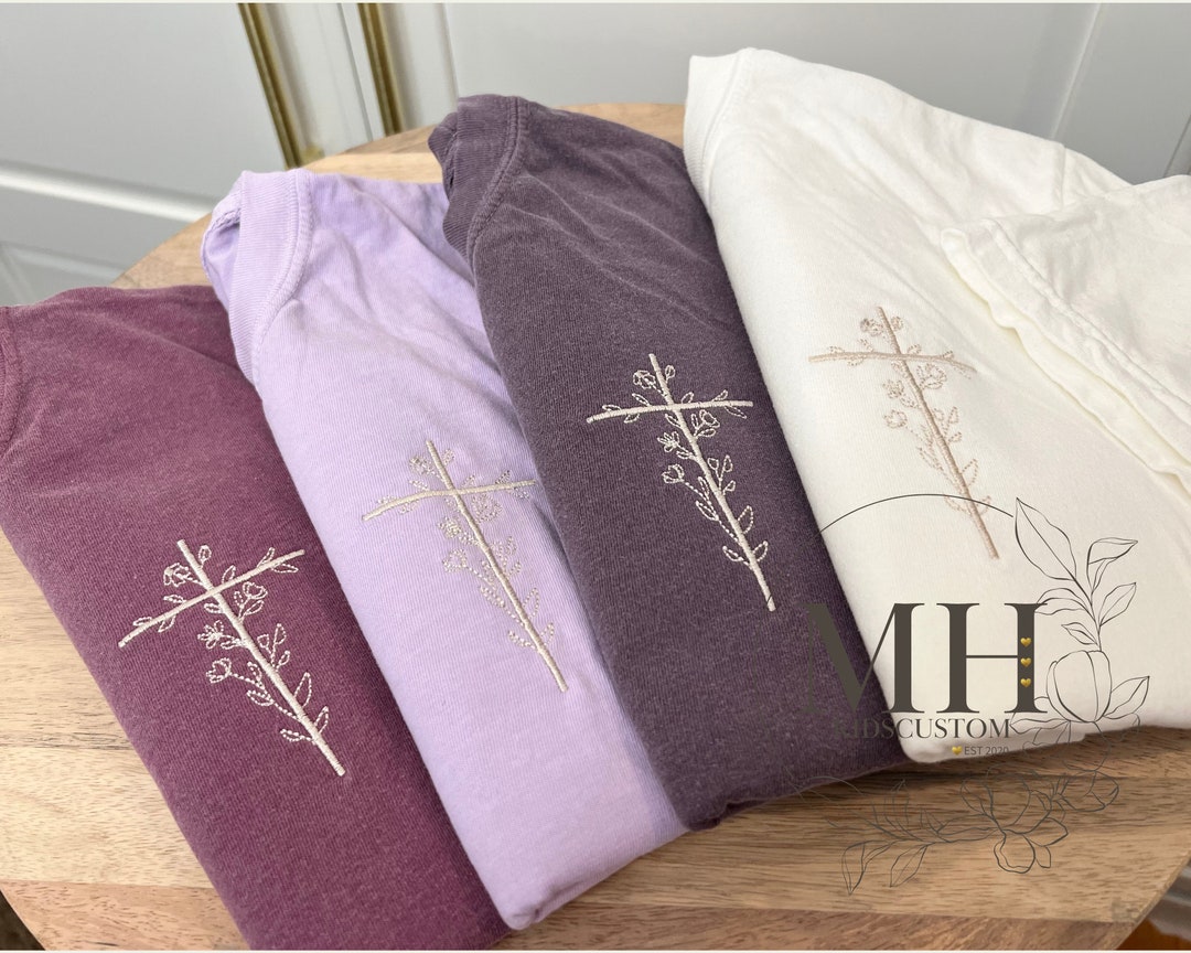 Embroidered Floral Cross Shirt, Christian Shirt, Christian Apparel ...