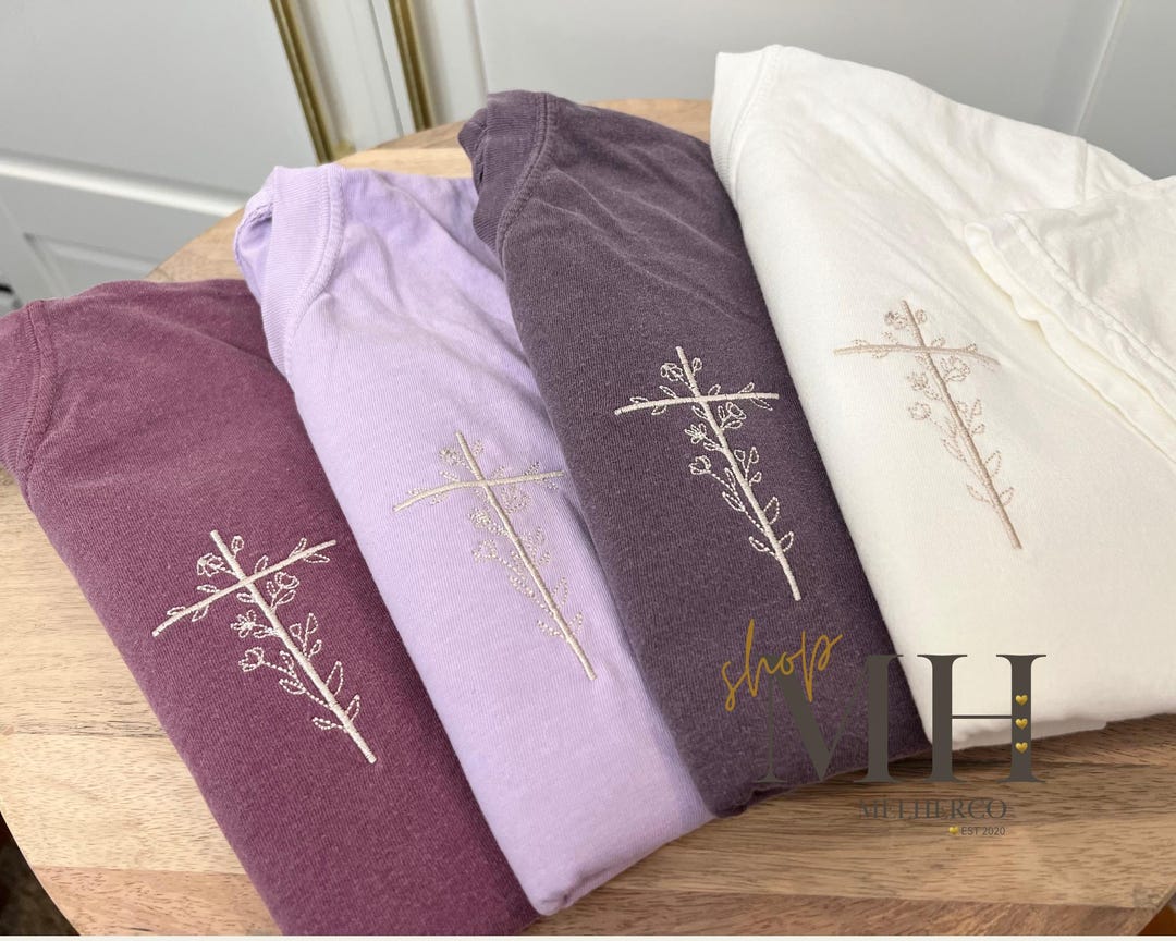 Embroidered Floral Cross Shirt, Christian Shirt, Christian Apparel ...