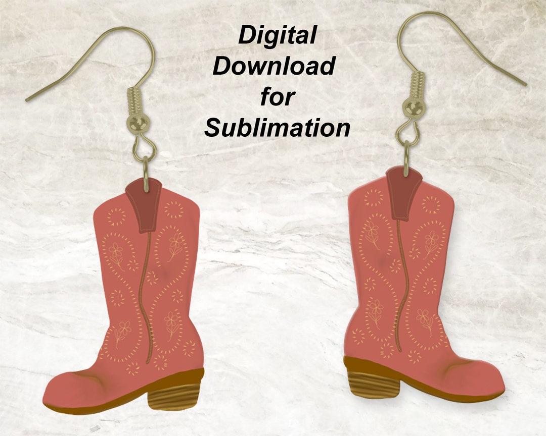 Cowboy Boot Sublimation Printable Earrings God Rocks Designs - Etsy