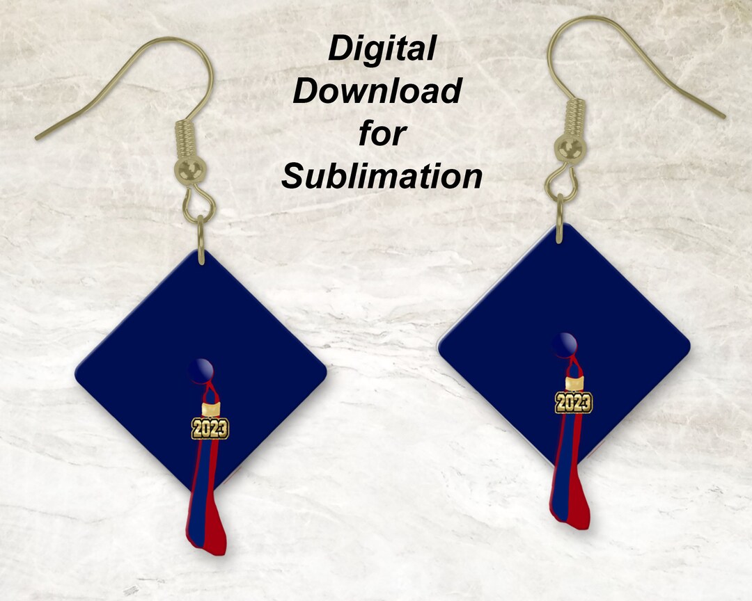 Navy Red Graduation Cap Earring-instant Digital Download-ready to Print ...