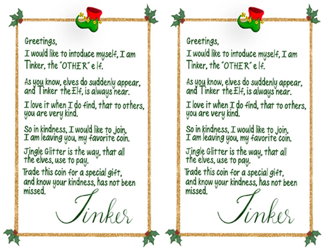 Printable Card for Jingle Glitter Kindness Coin Digital Download Tinker ...