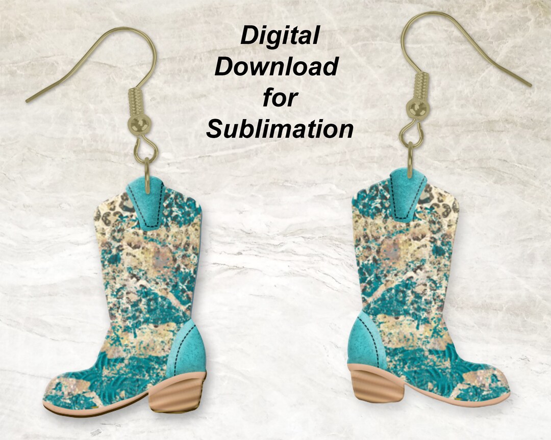 Cowboy Boot Sublimation Printable Earrings God Rocks - Etsy
