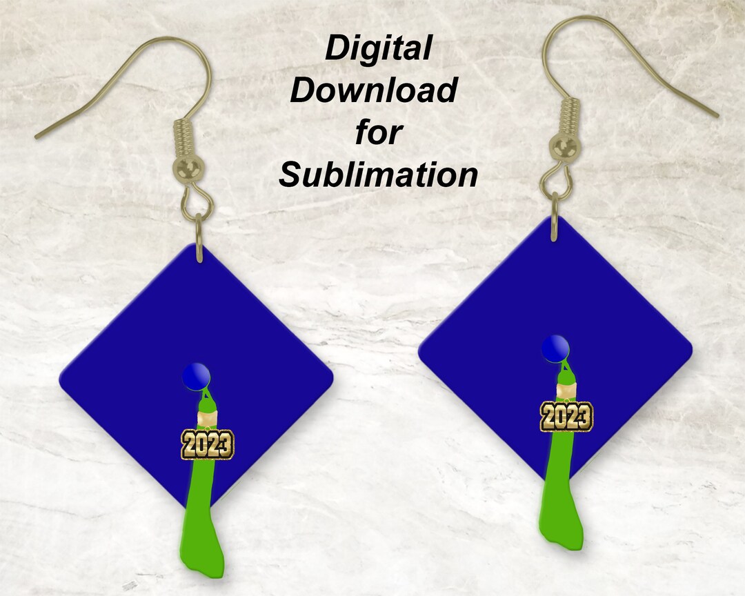 Blue Green Graduation Cap Earring-instant Digital Download-ready to ...