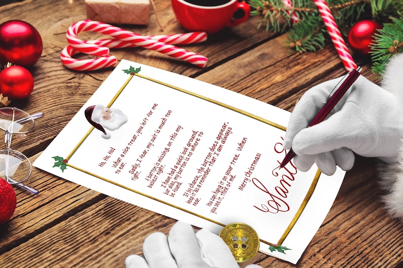 Printable Card for Santa Button Digital Download Santa - Etsy
