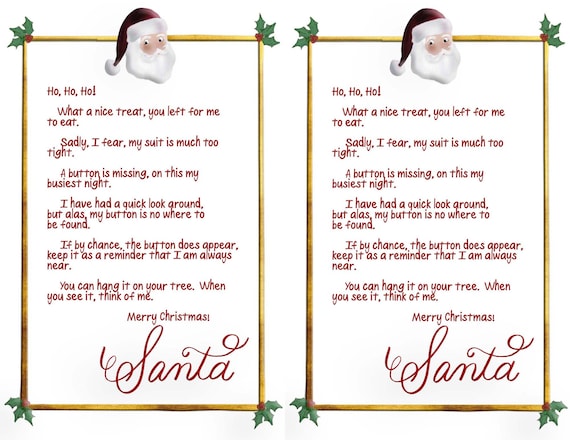 Printable Card for Santa Button Digital Download Santa - Etsy