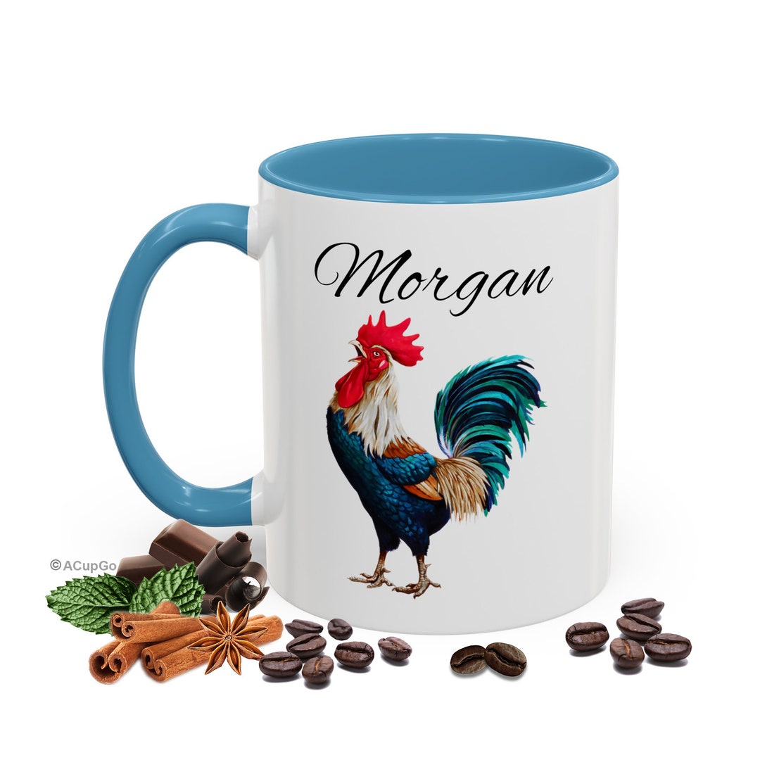 Rooster Coffee Cup, Select 11oz Ceramic Mug Color, Personalized Name - Etsy