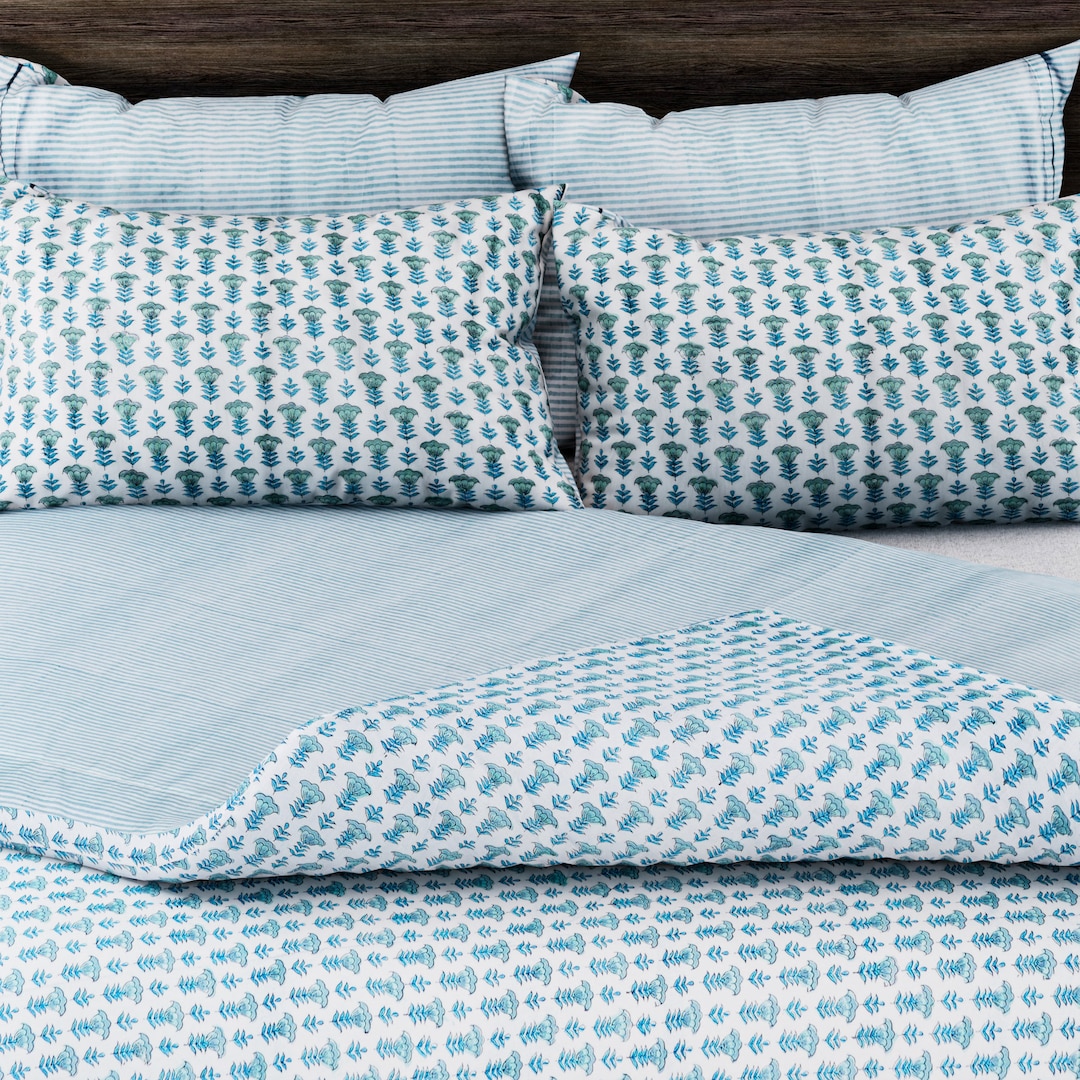 Fabricrush Block Print Duvet Cover Soft Washable Duvet Cover Set of 3 ...