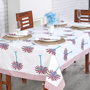 Tablecloth, Palm Design Hand Block Printed Cotton Cloth Table Cover ...