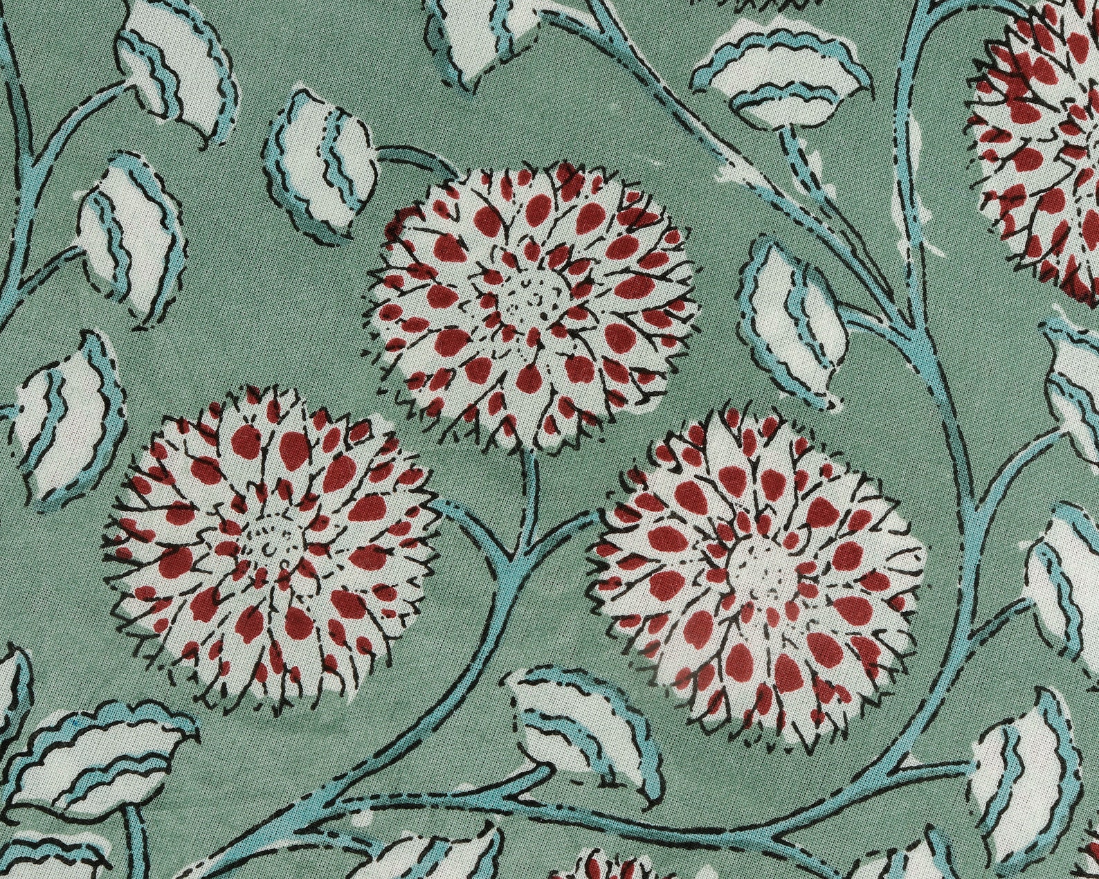 Laurel Green Mahogany Red Indian Hand Block Block Floral - Etsy