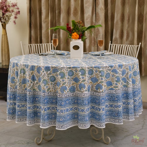 Indian Indigo Blue Flower Design Hand Block Printed Home Stead - Etsy