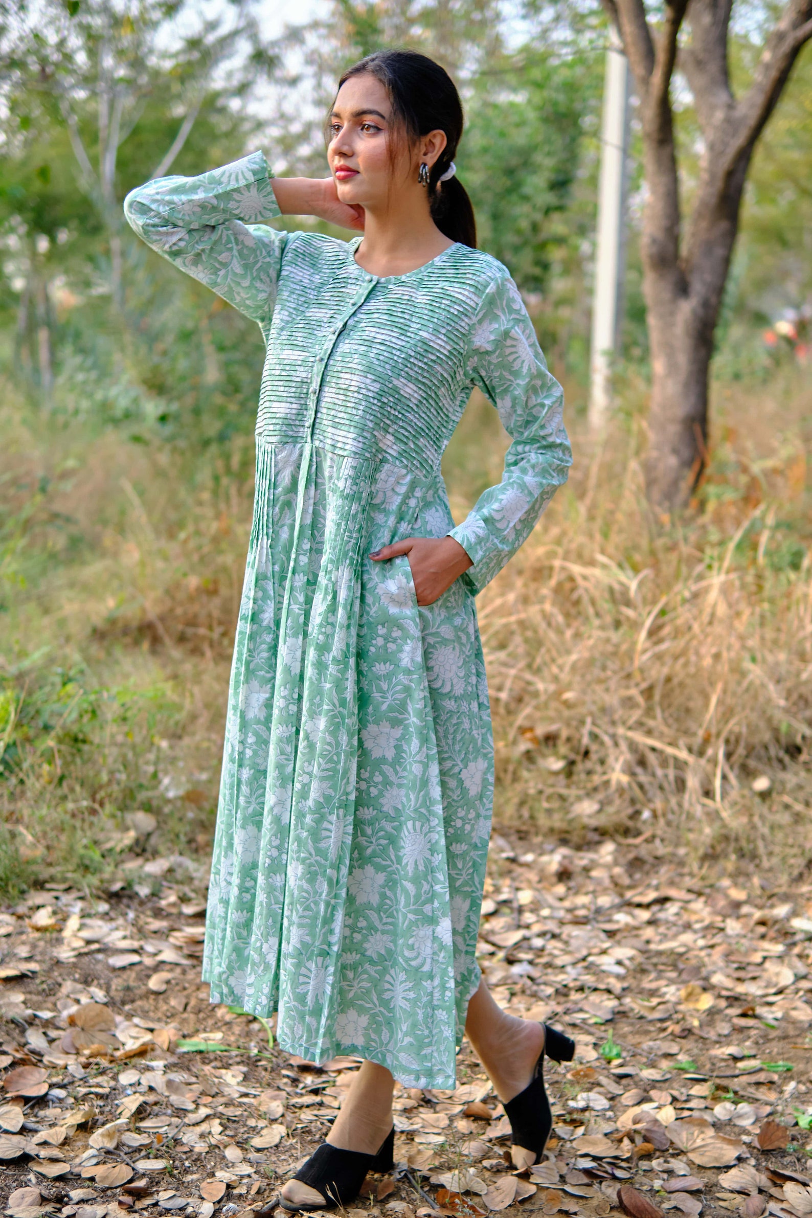 Mint Green and White Indian Block Printed Top Long Tunic With - Etsy