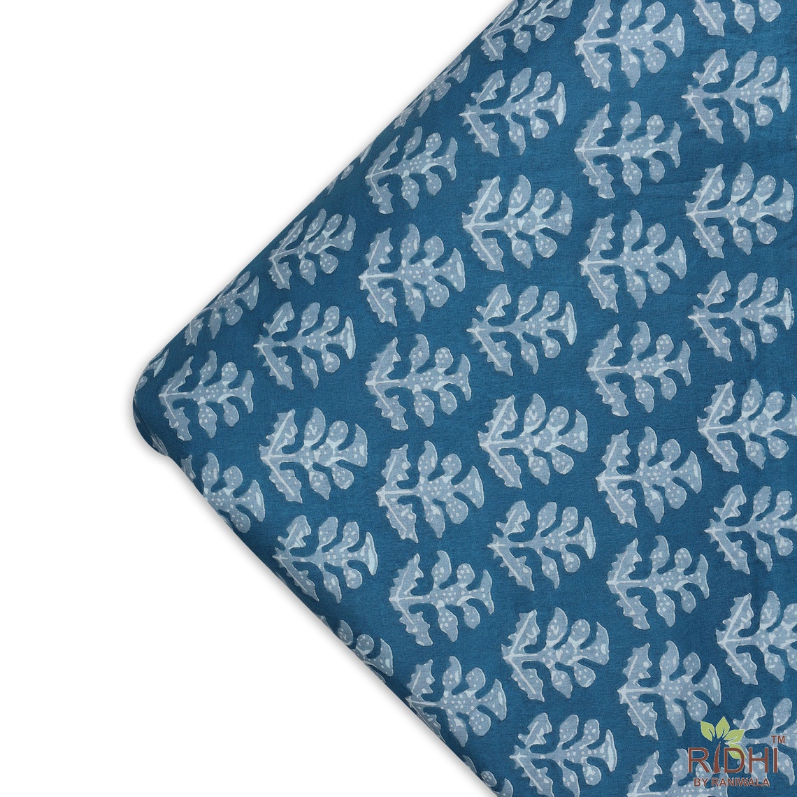Teal Blue Indian Floral Printed 100% Pure Cotton Cloth Fabric - Etsy
