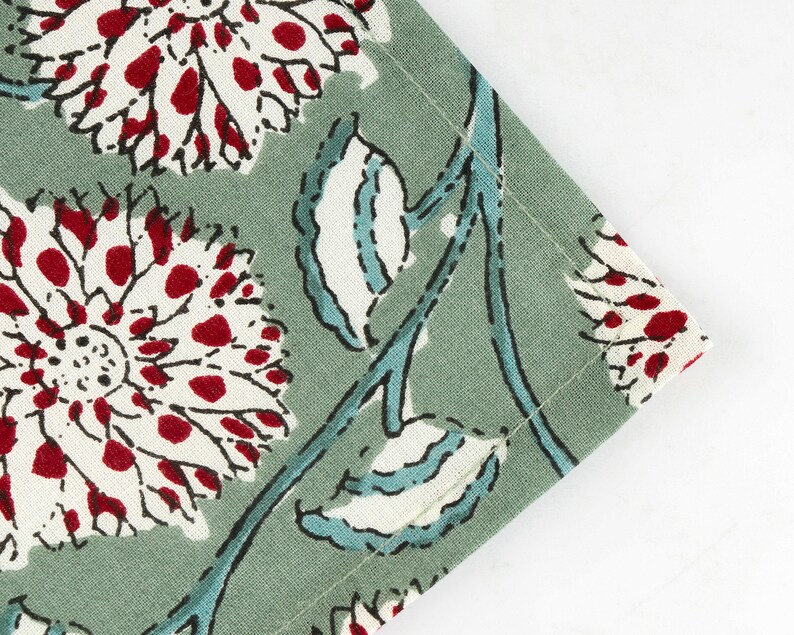 Laurel Green Mahogany Red Indian Hand Block Block Floral - Etsy