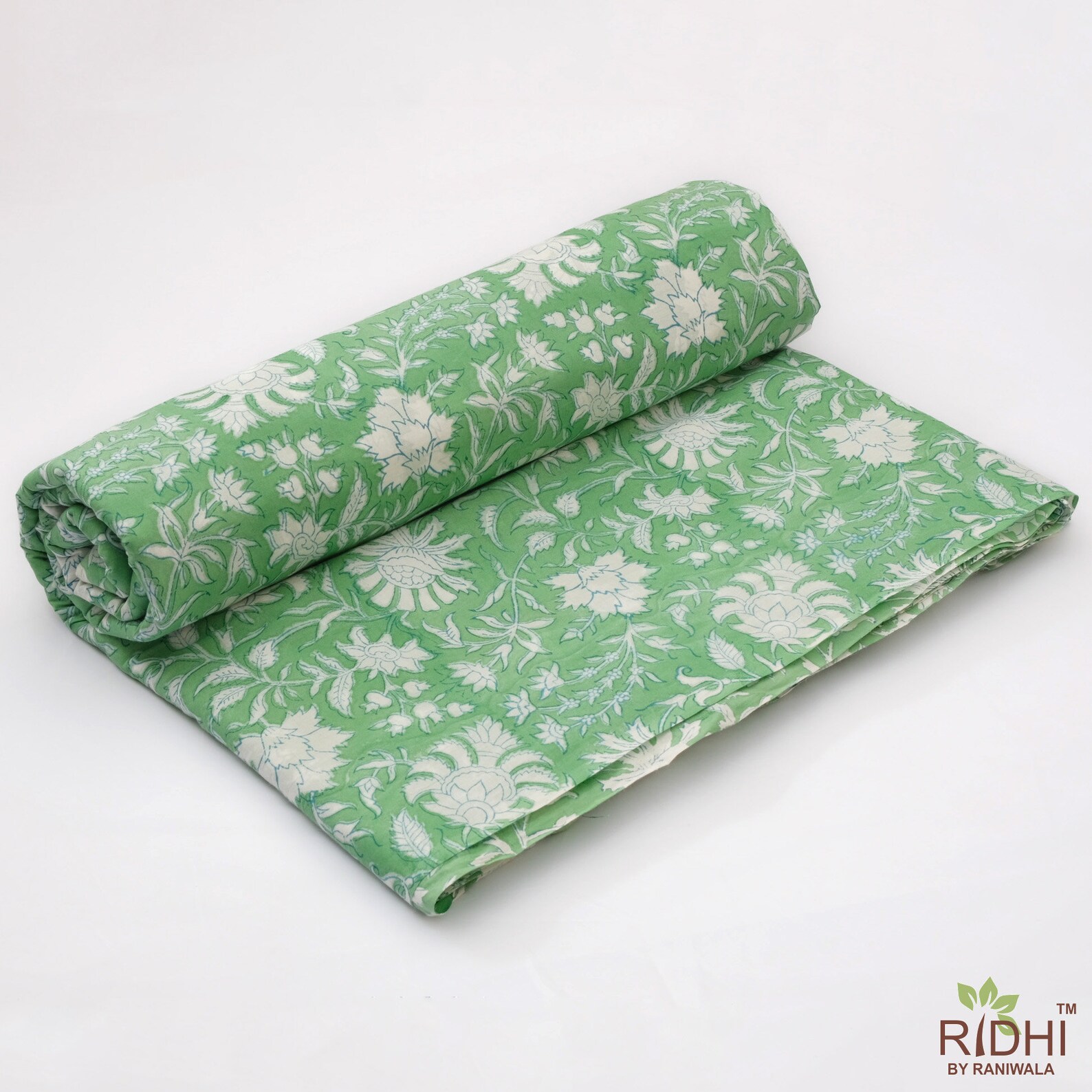 Mint Green and White Indian Floral Hand Block Printed Block - Etsy