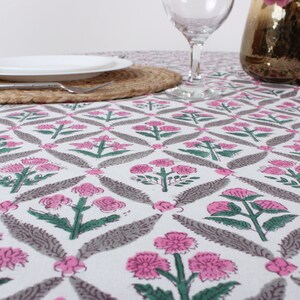 Pink and Green Round Table Cloth Hand Block Print Table - Etsy