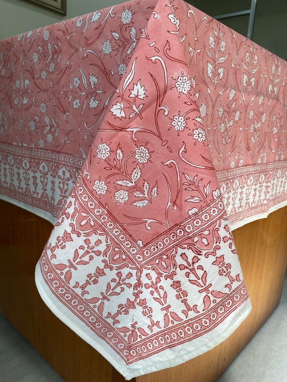 Sweet Pink and White Floral Indian Hand Block Printed | Etsy