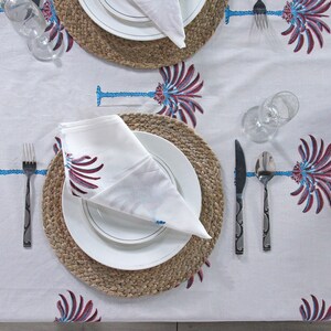Tablecloth, Palm Design Hand Block Printed Cotton Cloth Table Cover ...