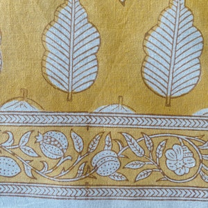 Yellow Leaves Indian Hand Block Printed Cotton Tablecloth, Table Cover ...