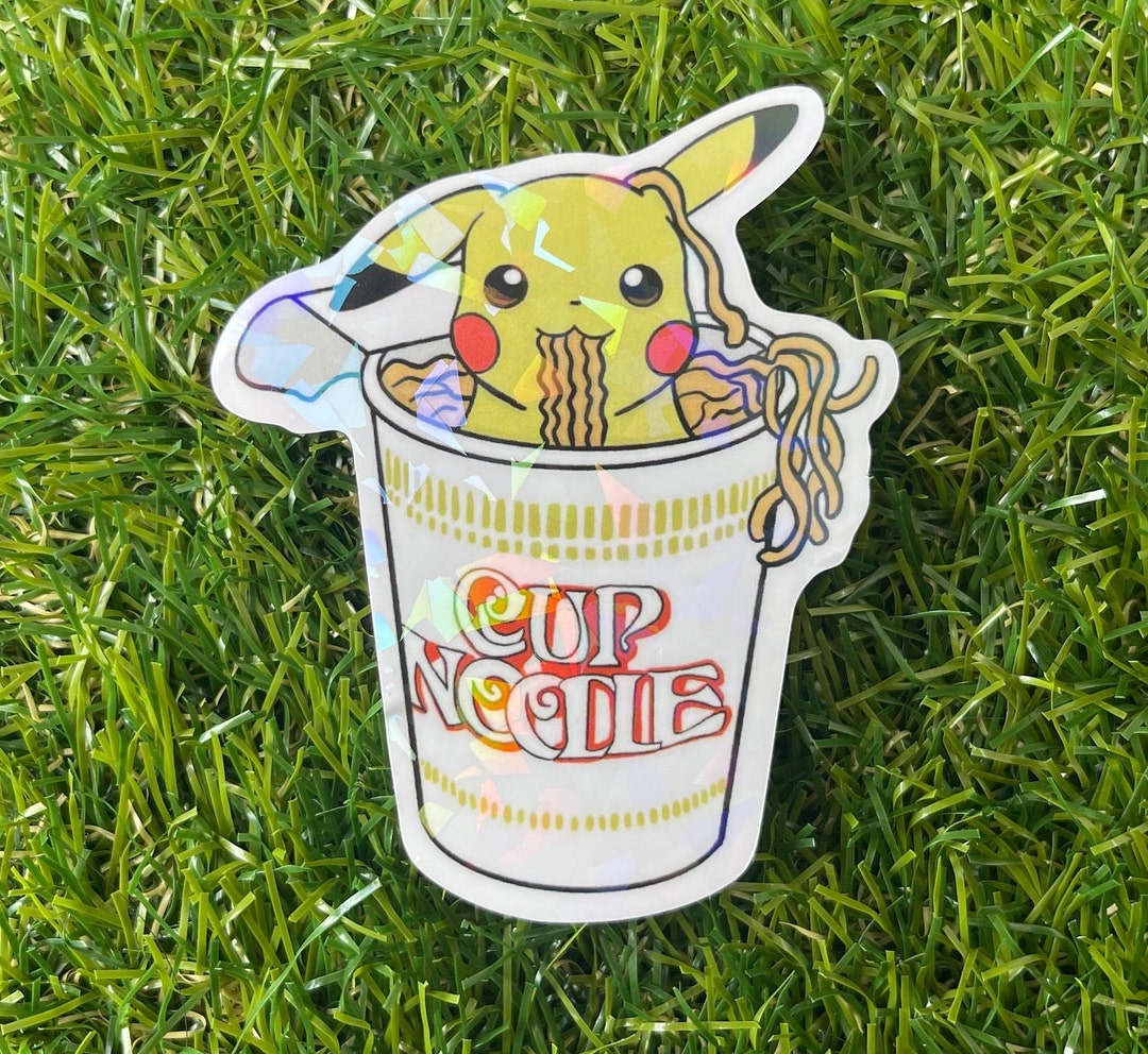 Pokemon Pikachu Cup Noodle Waterproof Holo Sticker Adorable Decal for ...