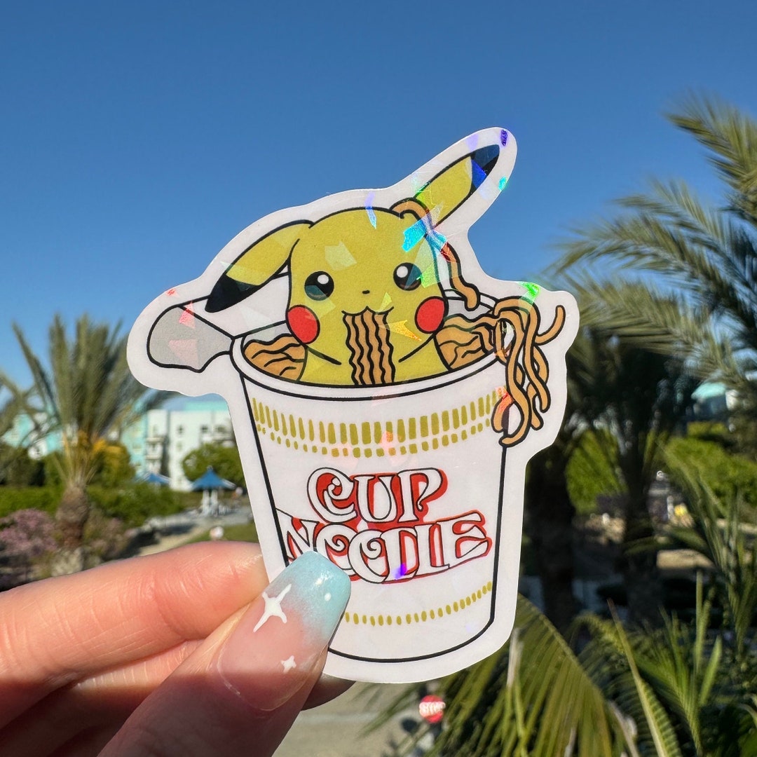 Pokemon Pikachu Cup Noodle Waterproof Holo Sticker - Adorable Decal for ...