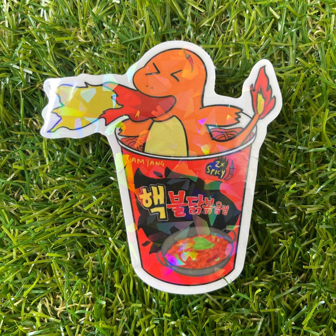 Pokemon Charmander Spicy Cup Noodle Waterproof Holo Sticker Quirky ...