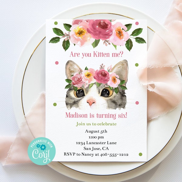 Cat Invitation - Etsy