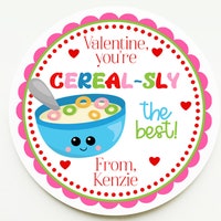 Cereal Valentine Tag Printable I'm Cereal-sly Glad We Are Friends Tag ...