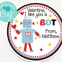 Robot Girl Valentine's Day Printable Tags Like You A Bot Class Team ...