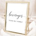Editable Beverages Sign Template, Printable Minimalist Drinks Table ...