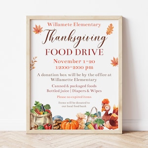 Editable Thanksgiving Food Drive Flyer Template, Printable Fall ...