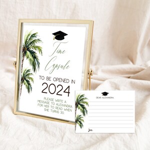 Editable Palm Tree Graduation Time Capsule Template, Printable Tropical ...