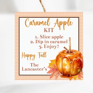 Editable Fall Caramel Apple Kit Tag Template, Printable Candy Apple Tag ...