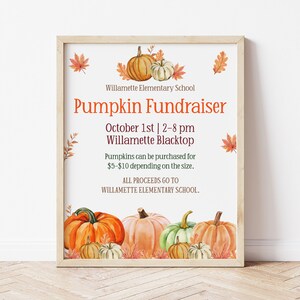 Editable Pumpkin School Fundraiser Flyer Template, Printable Fall ...