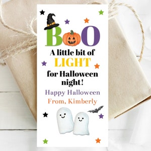 Editable Boo Halloween Glow Stick Tag Ghost Halloween Glowstick A ...