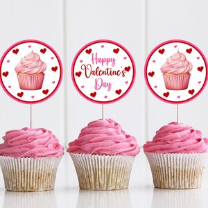 Printable Valentine's Day Cupcake Toppers, Valentines Day Classroom ...