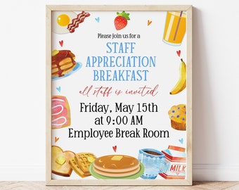 Editable Staff Appreciation Breakfast Flyer Template, Office Breakfast ...