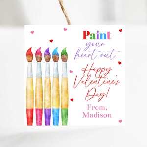 Printable Paint Your Heart Out Valentine Tag, Painting Valentines Cards ...