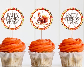 Fall Cupcake Toppers Turkey Cupcake Toppers Thanksgiving - Etsy