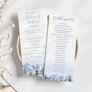 Editable Mountain Wedding Program Template, Printable Ceremony Order of Events, Forest Wedding ...