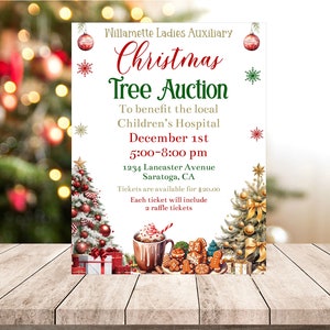 Editable Christmas Tree Auction Flyer Template, Printable Holiday Tree ...