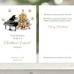Editable Gold Christmas Piano Musical Program Template, Christmas ...