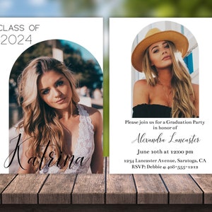 Editable Arch Graduation Photo Announcement Template, Printable ...