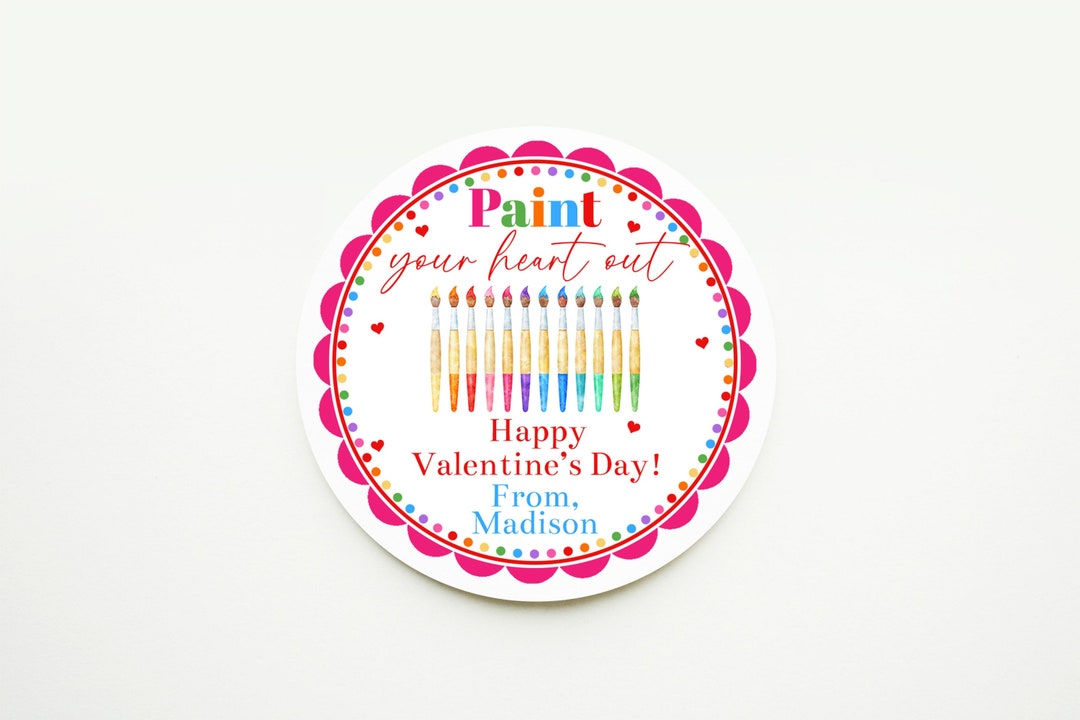 Paint Your Heart Out Valentine, Art Valentine Tag for Kids, Painting ...